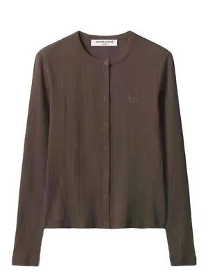 Maison Kitsuné Baby Fox Ribbed Knit Cardigan - Brown