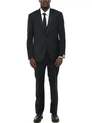 Corneliani Satin Shawl-lapel Three-piece Suit Black