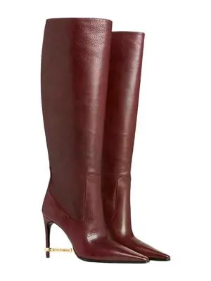 Dsquared2 Leather Knee-high Boots With Metal Bar Accent - Red