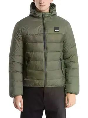 Karl Lagerfeld Quilted Hooded Zip-up Jacket With Logo Detail - Green