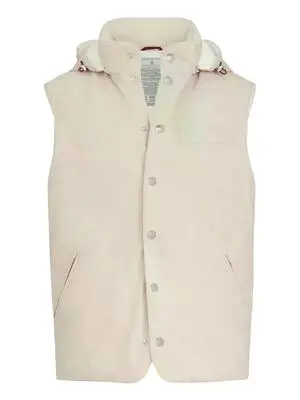 Brunello Cucinelli Brunello Cucinelli Bonded Wool Flannel Down Vest With Detachable Hood Neutrals