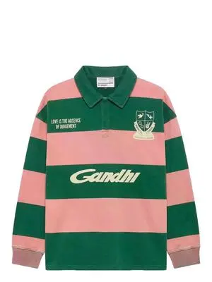 HOPEIUM X Football-club Gandhi Striped Long-sleeve Polo-shirt - Green