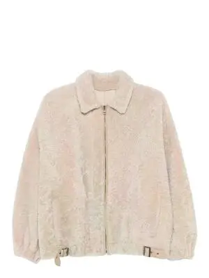 Simonette Ravizza Zip-up Jacket With Side Buckle Detail - Neutrals
