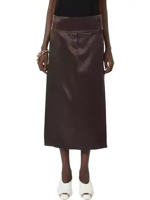 Max Mara Straight-fit Long Satin Skirt - Brown