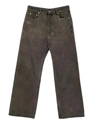 Rick Owens Faded Whiskered Wide Leg Jeans - Grey
