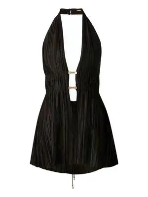 Cult Gaia Nissiana Plissé Halter Top - Black