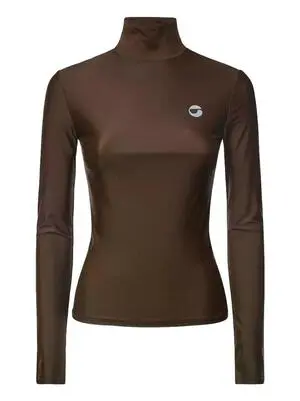 Coperni Second Skin Turtleneck With Metallic Sheen - Brown