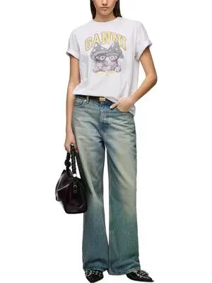 GANNI GANNI Graphic Print Cotton T-Shirt