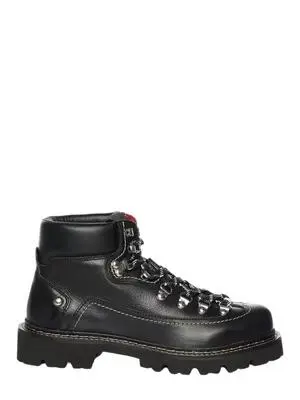 Dsquared2 Lace-up Leather Ankle Boots With Chunky Lug Sole - Black