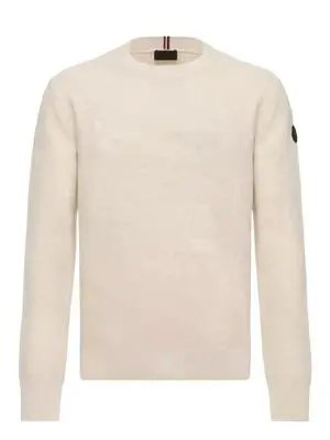 Moncler Logo-patch Waffle-knit Sweater - Neutrals