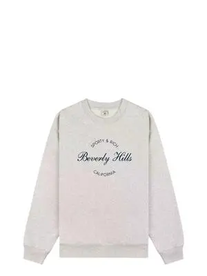 SPORTY & RICH Beverly Script Logo Embroidered Sweatshirt - Grey