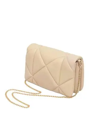 Moschino Quilted Logo-plaque Shoulder Bag - Neutrals