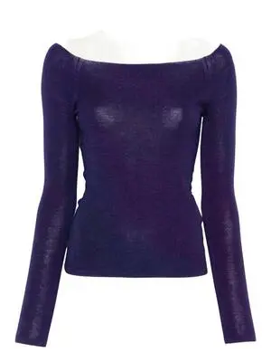 Eric Bompard Bardot-neck T-shirt - Purple