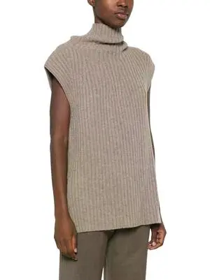 Eric Bompard Ribbed Sleeveless Vest - Brown