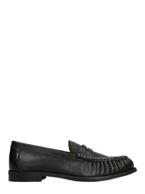 JULIE DEE Ruched Penny Loafers - Black