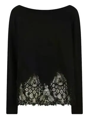 Ermanno Scervino Lace-trim Cashmere Sweater - Black