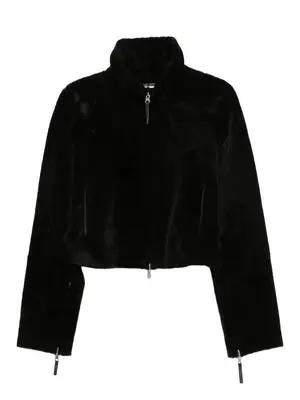 UTZON Cropped Zip-up Reversible Jacket - Black