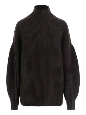 Carven Ribbed-knit High-neck Sweater - Brown