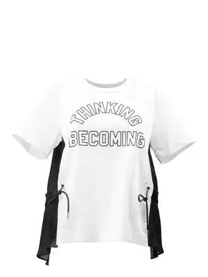 Sacai Panelled Drawstring T-shirt - White