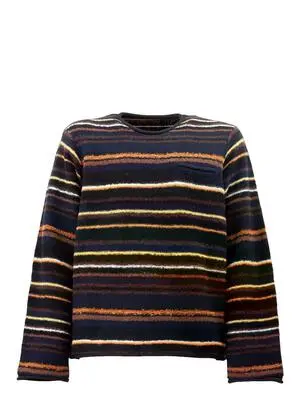 Sacai Horizontal Stripe Crew Neck Sweater - Brown