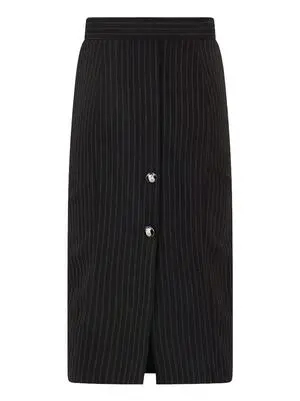 Elisabetta Franchi Pinstriped Button-detail Midi Skirt - Black