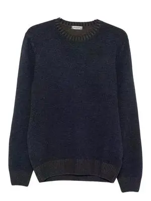 VENGERA Contrast Trim Crew Neck Sweater - Blue