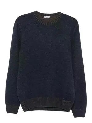 VENGERA Contrast Trim Crew Neck Sweater - Blue