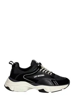 Moschino Logo Print Panelled Sneakers - Black