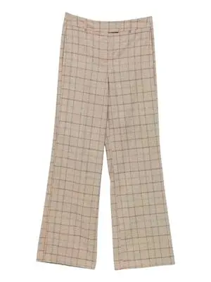 MAISON123 Layla Check-pattern Wide Leg Trousers - Neutrals