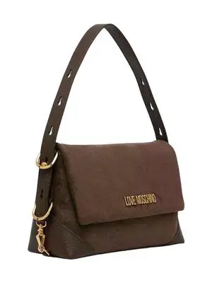 Moschino Logo Plaque Faux-suede Tote Bag - Brown