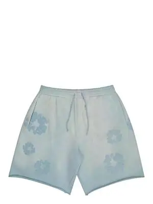 DENIM TEARS Faded Cotton Wreath Track Shorts - Blue