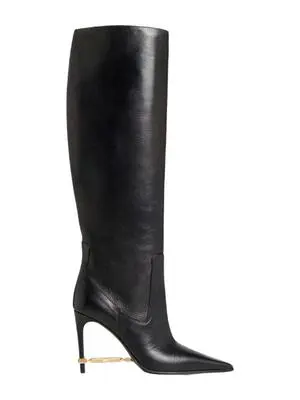 Dsquared2 Leather Knee-high Boots With Metal Bar Accent - Black