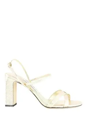 JIMMY CHOO Elsy Block-heel 85 Brilliance-fabric Sandals - Gold