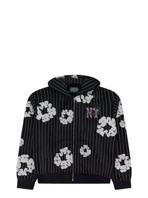 DENIM TEARS Yankees Wreath Striped Zip-up Hoodie - Black