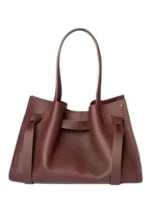 VISONA` Vittoria Grained-leather Knotted Tote Bag - Red