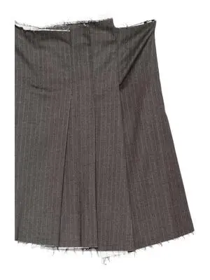 SONG FOR THE MUTE Song For The Mute Pinstriped Raw-Cut Skirt