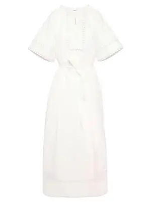 YVES SALOMON Short-sleeve Poplin Midi Dress - Neutrals
