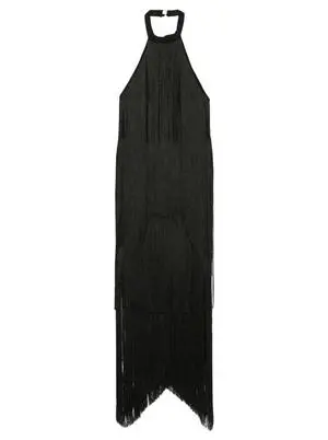 ALESSANDRO LEGORA Fringe-trimmed Halter-neck Midi Dress - Black