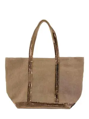Vanessa Bruno Sequin Embellished Linen Tote Bag - Neutrals