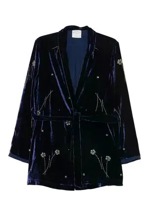 FORTE_FORTE Bead-embellished Velvet Jacket - Blue