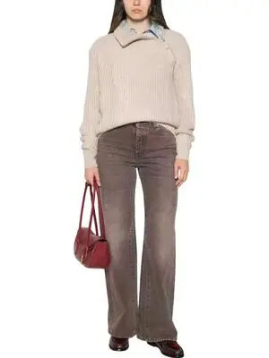 ALLUDE Allude Ribbed Zip-Neck Sweater