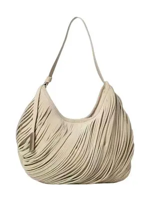 Emporio Armani Emporio Armani Oversized Shoulder Bag In Laser-Cut Crust Leather Neutrals