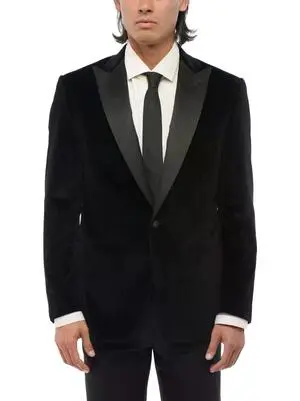 Corneliani Velvet Peak-lapel Blazer - Black