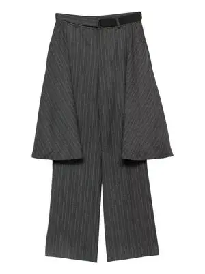 Sacai Pinstripe-pattern Peplum-detail Trousers - Grey
