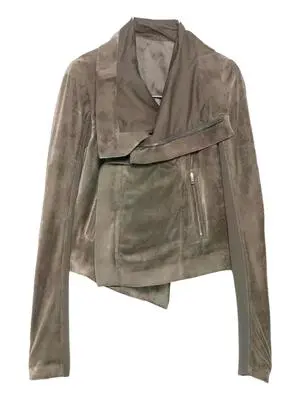 Rick Owens Asymmetric-zip Velvet Jacket Grey