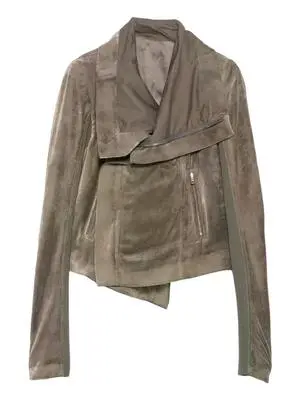 Rick Owens Rick Owens Asymmetrical Zip Velvet Jacket Grey