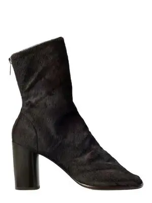 LEMAIRE 80mm Glove Heeled Ankle Boots In Pony-style Leather - Brown