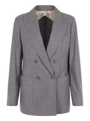 Max Mara Double-breasted Peaked-lapel Blazer - Grey