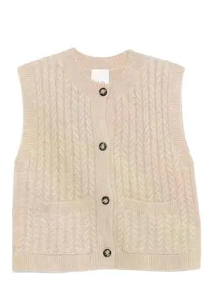 ALLUDE Cable-knit Button-up Cardigan - Neutrals