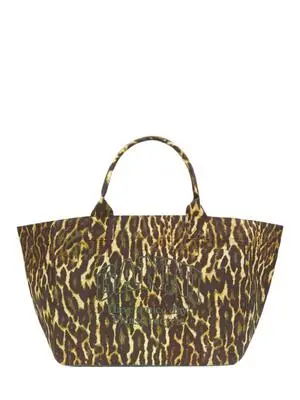 GANNI Xxl Leopard-print Tote Bag - Brown